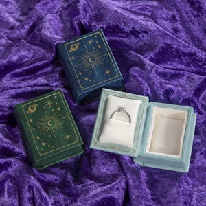 Mini Vintage Book Gift Box, Moon Ring Engagement Box, Proposal Ring Box ...
