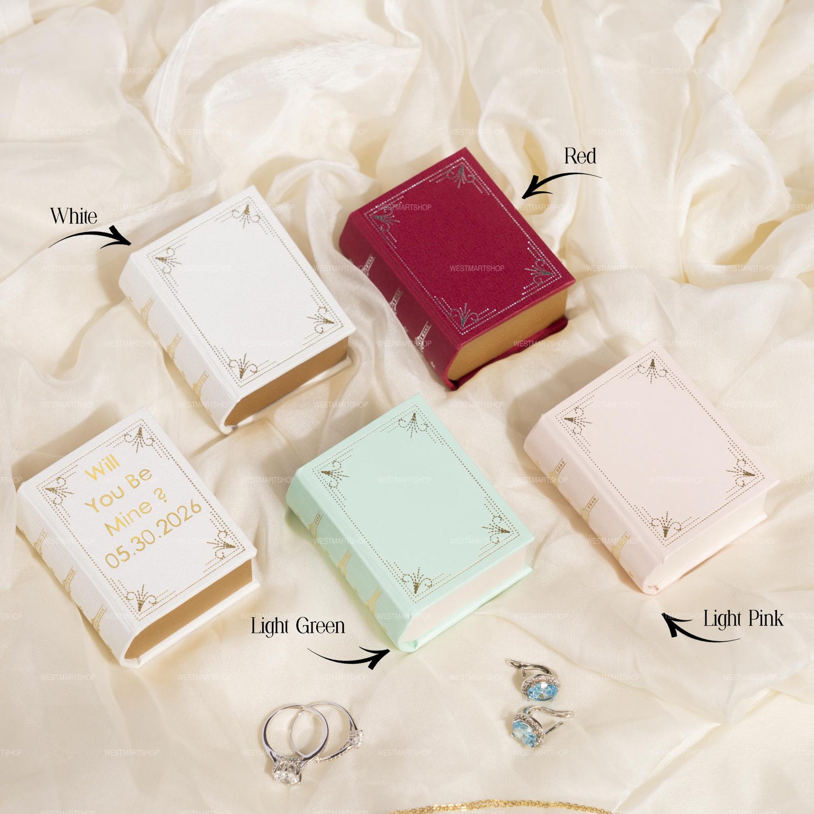 Personalized Mini Book Ring Box for Engagement Proposal – Engraved ...