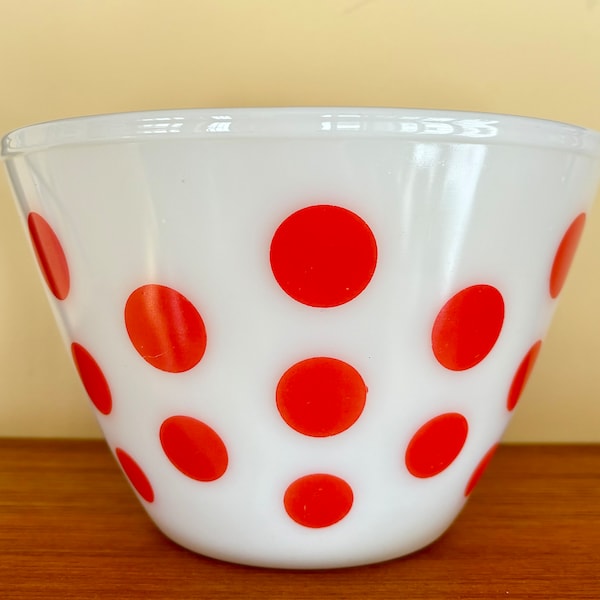 Fire King Red Dot Bowl - Etsy