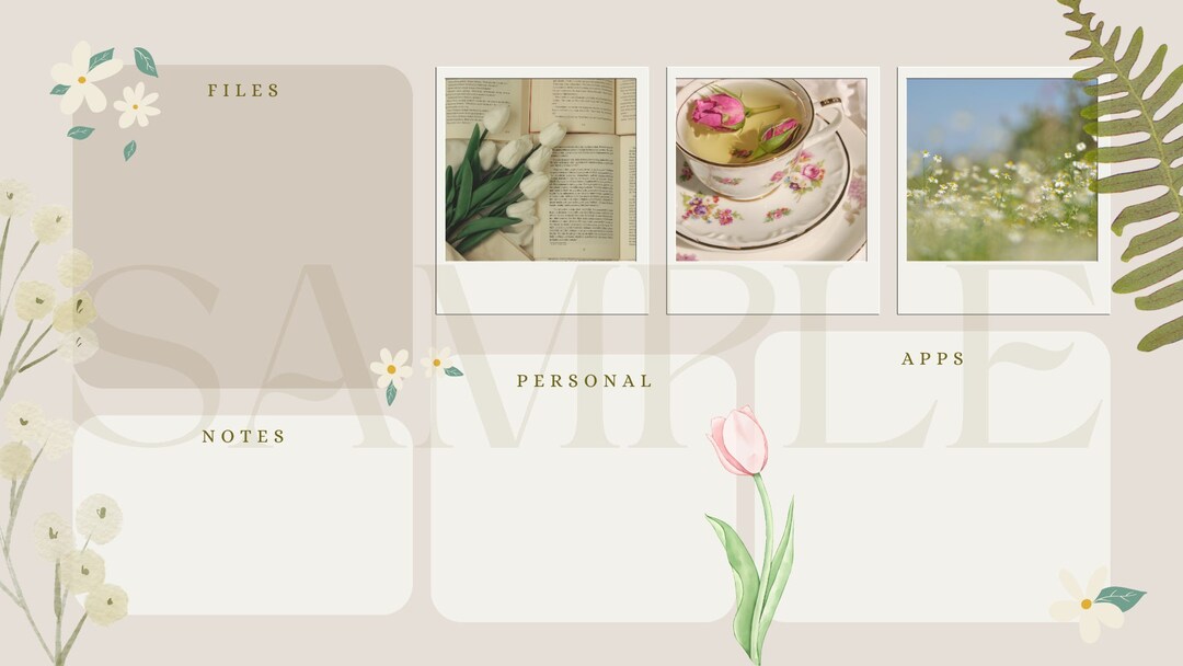 Light Pink Cottagecore Desktop Organizer Wallpaper - Etsy