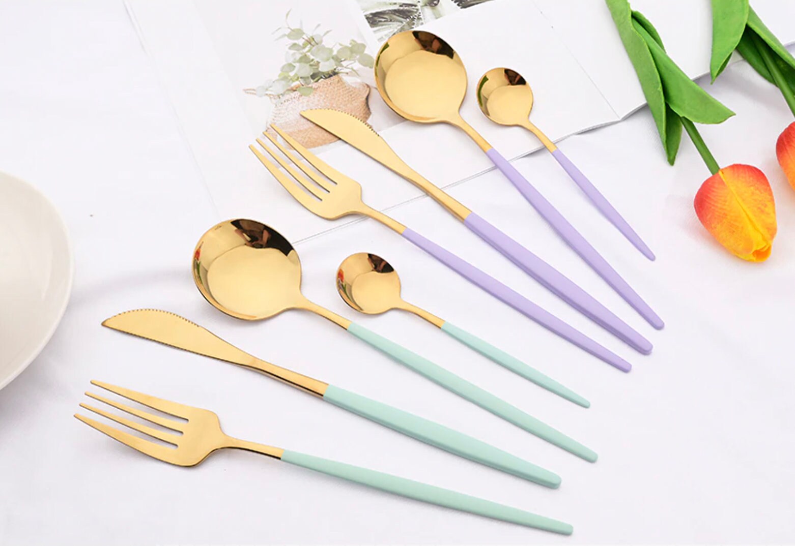 24pcs Purple Utensil Set, Purple Kitchen Accessories, Purple Spoon Fork ...