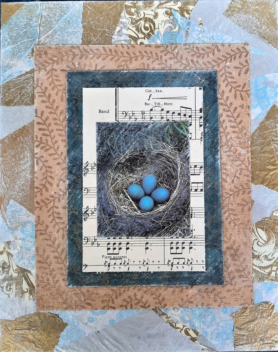 Bird Nest Collage Art on Canvas - Etsy