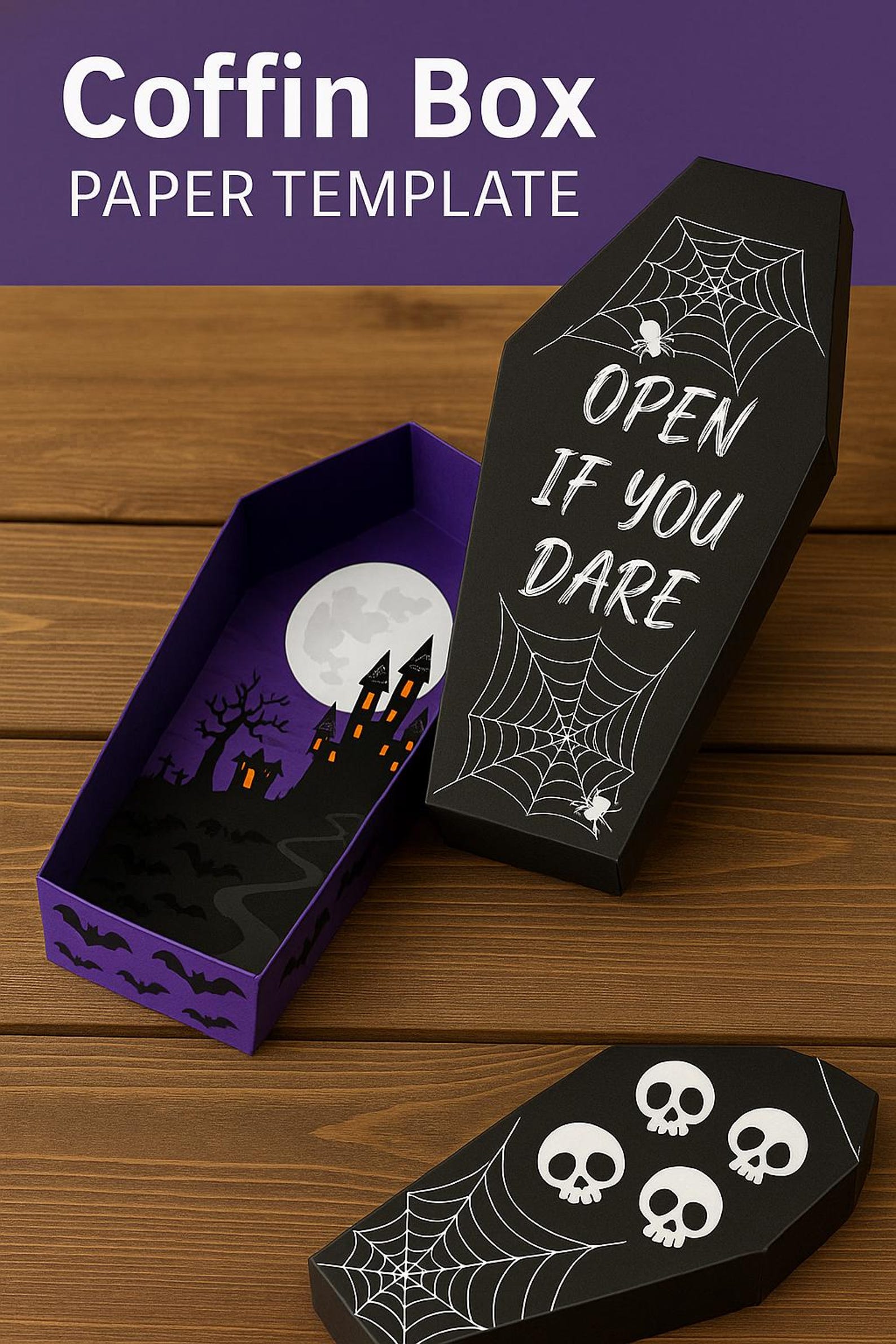 Printable Halloween Coffin Box Template: Spooky DIY Party Favor ...