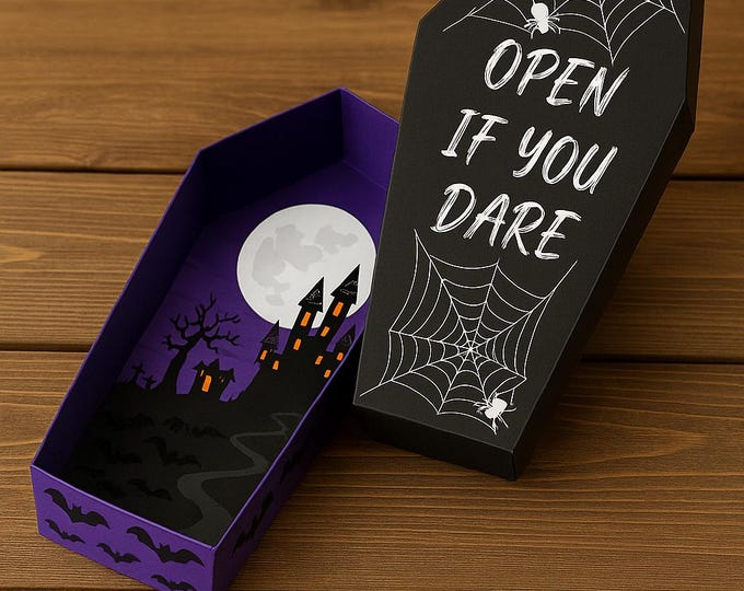 Printable Halloween Coffin Box Template: Spooky DIY Party Favor ...