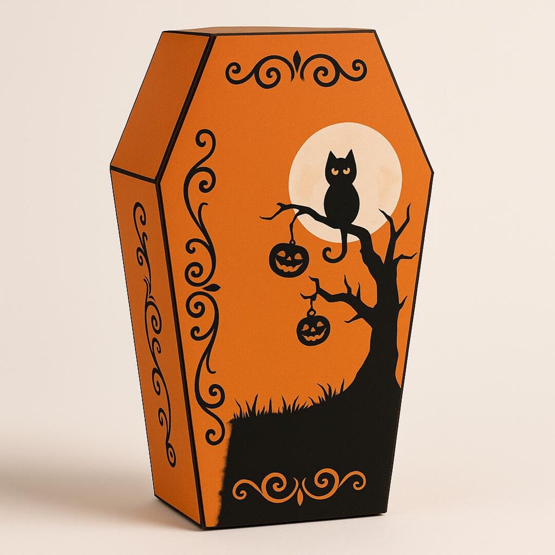 Printable Halloween Coffin Box Template: Spooky DIY Party Favor ...