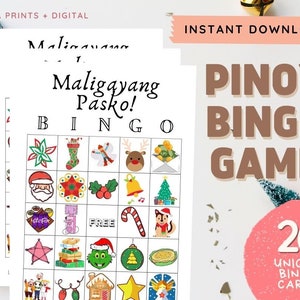 Pinoy Bingo Game (26 Cards) Unique Filipino Christmas Images ...