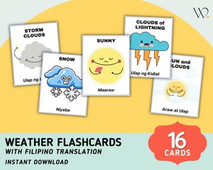 Basic Filipino Words 64 Cards Flashcards Tagalog Flashcards With ...