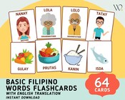 Basic Filipino Words 64 Cards Flashcards Tagalog Flashcards With ...