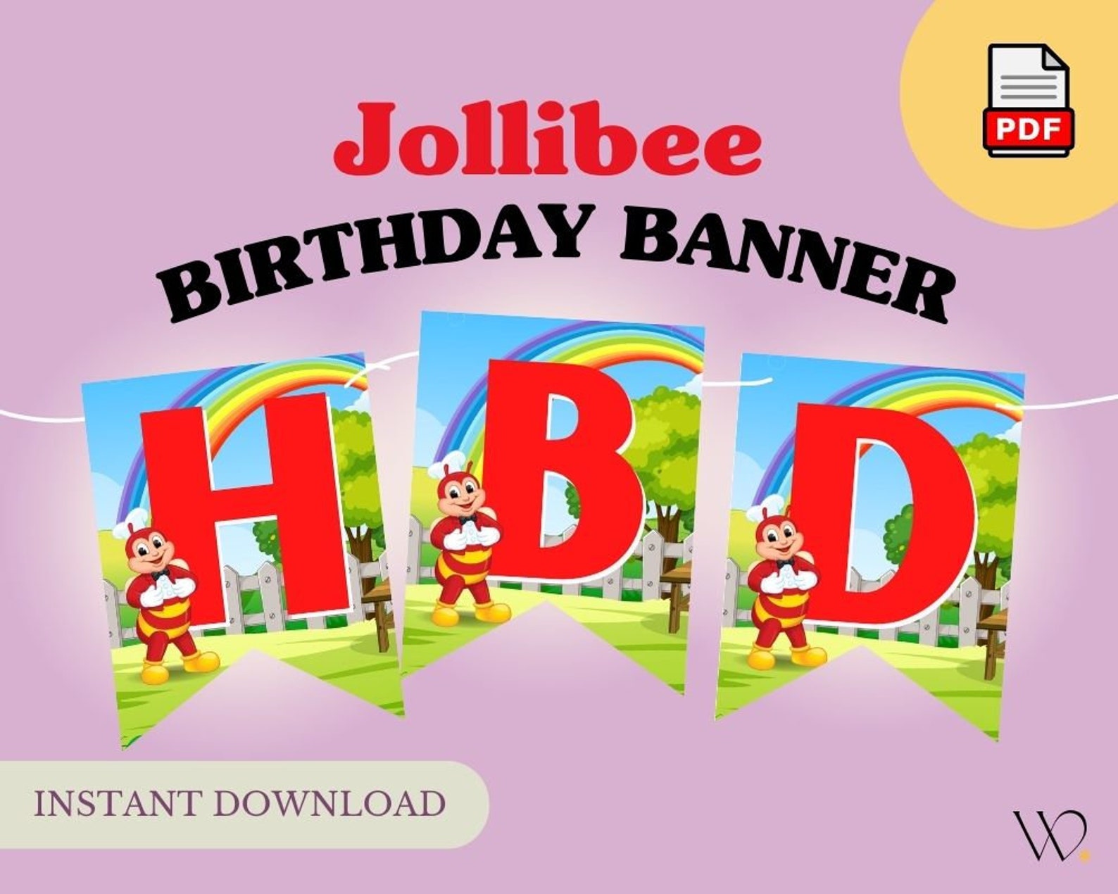 Jollibee Birthday Banner | Happy Birthday Banner Jollibee Themed Party ...