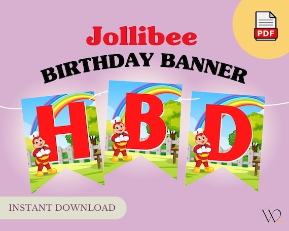 Jollibee Birthday Banner Happy Birthday Banner Jollibee - Etsy