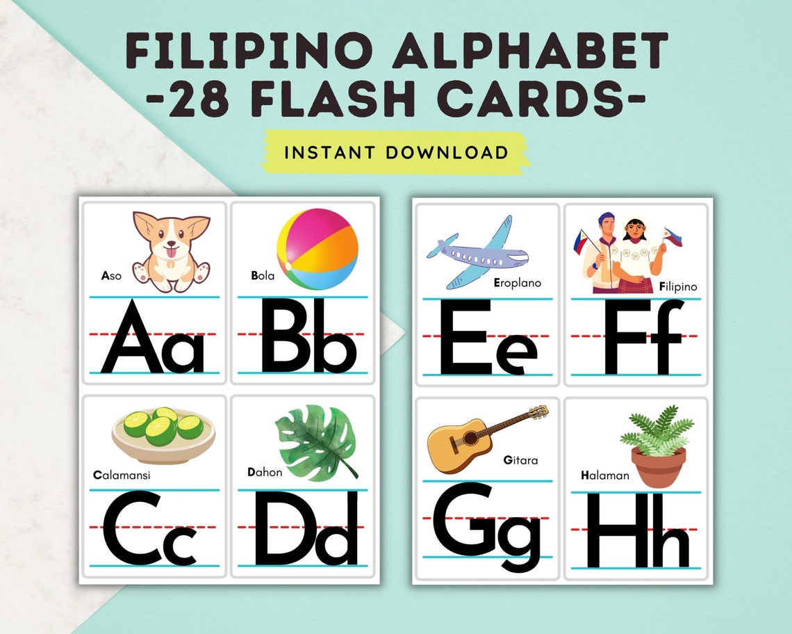 Filipino Alphabet With Numbers Flashcards - Tagalog Alphabet Flashcards ...