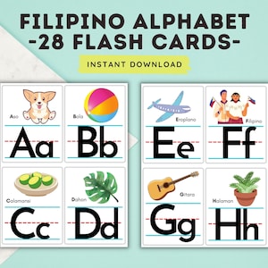 Filipino Alphabet With Numbers Flashcards - Tagalog Alphabet Flashcards ...