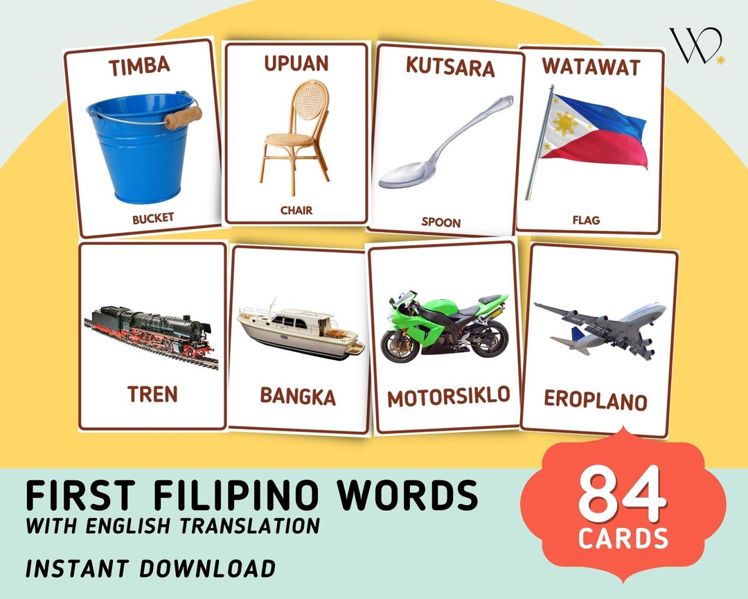 First Filipino Words 84 Cards Flashcards Tagalog Flashcards With ...