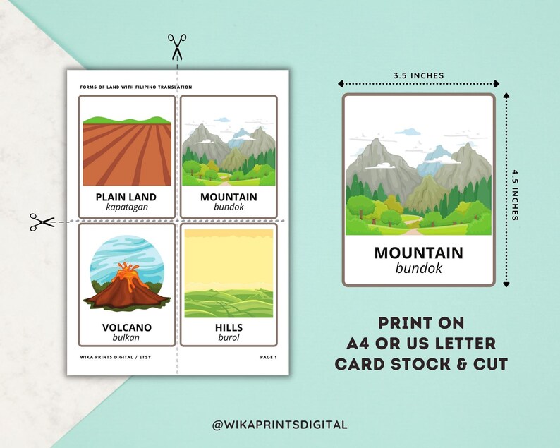 Landforms of the Earth (12 Cards) - Tagalog Flashcards With English ...