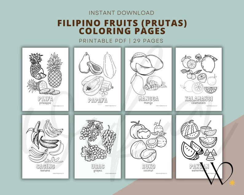 Fruits Coloring Pages (29 Pages) in Tagalog | Filipino Coloring Pages ...