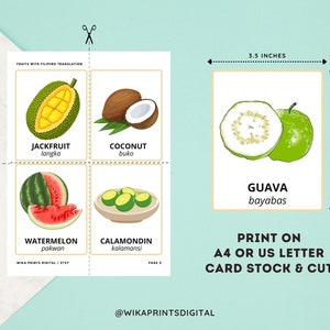 Fruits (prutas) Flashcards W/ English & Filipino Translation (34 Cards ...