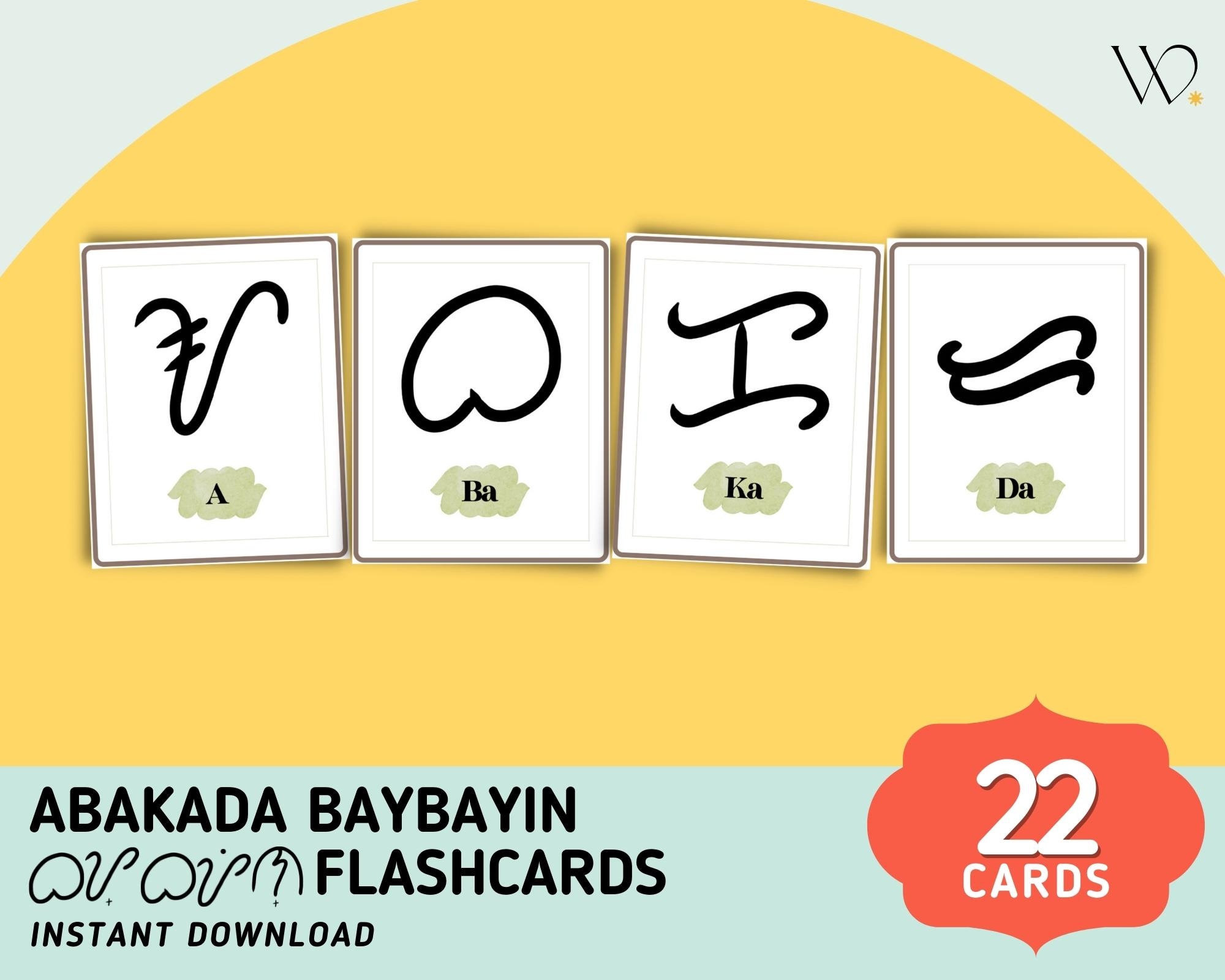 Baybayin ABAKADA (22 Cards) Flashcards - Filipino Alphabet Flashcards ...