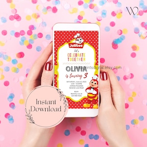 Editable Jollibee Birthday Invitation | Personalized Jollibee Birthday ...