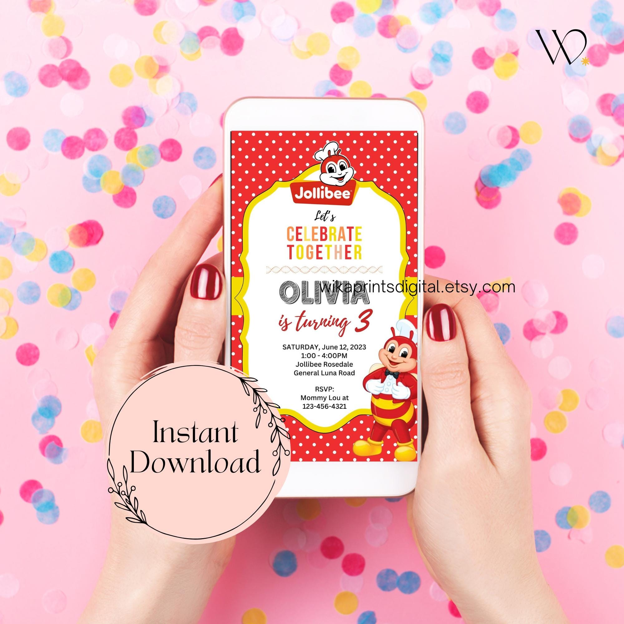 Editable Jollibee Birthday Invitation | Personalized Jollibee Birthday ...