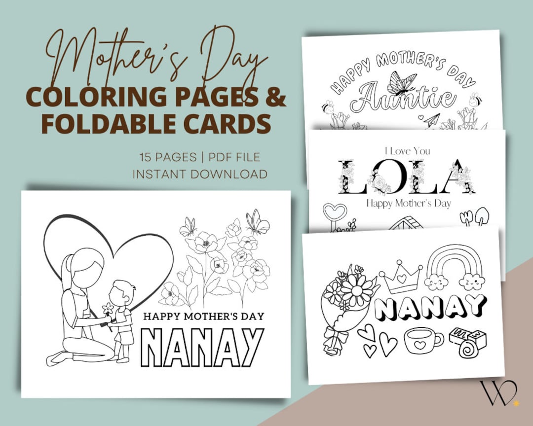 Mother's Day Coloring Cards Printable | 15 Printable PDF | Filipino ...