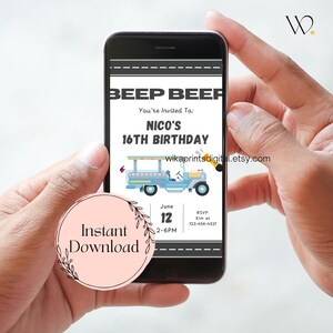 Editable Filipino Jeepney Birthday Invitation | Filipino Theme Party ...