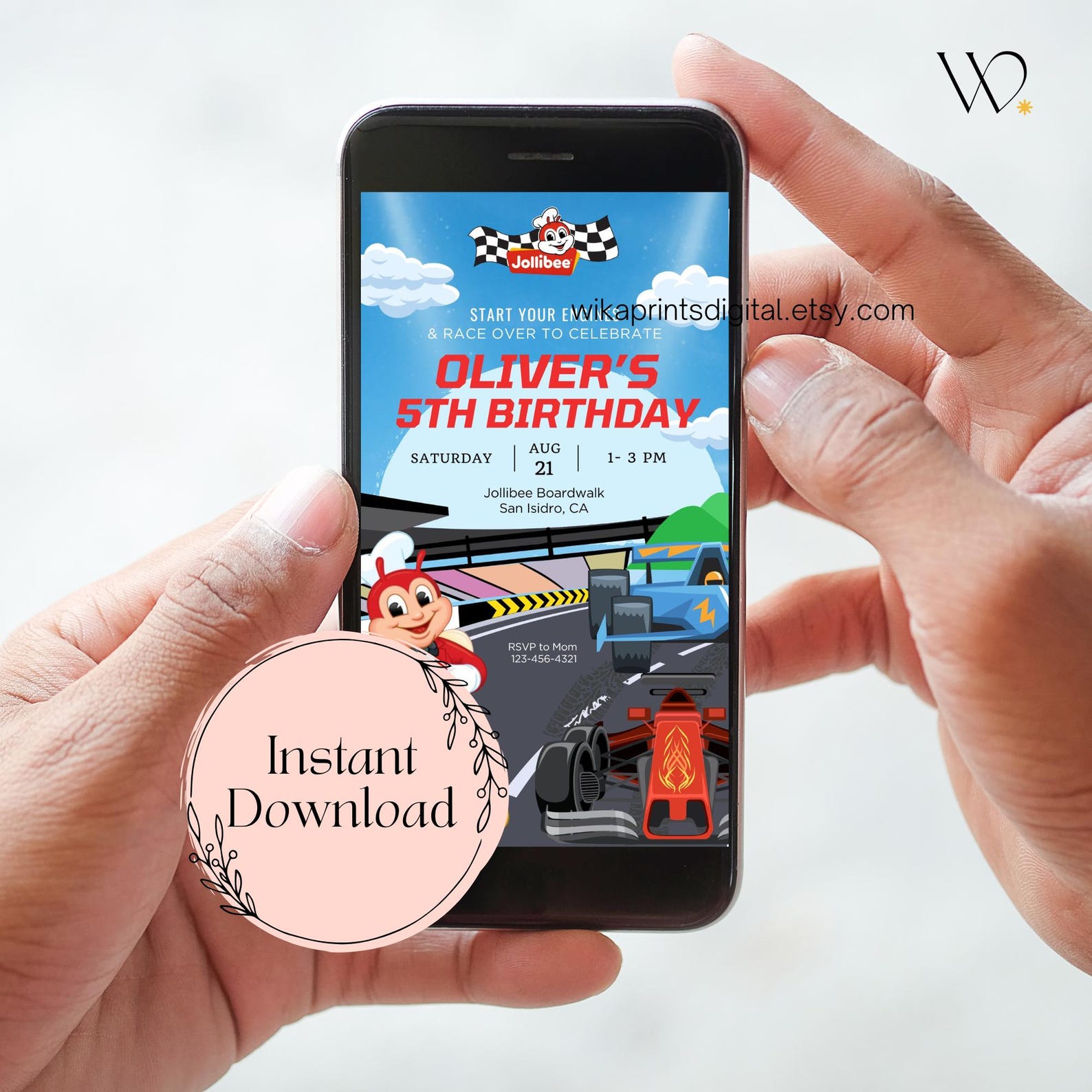 Editable Jollibee Jolli Race Birthday Invitation | Personalized ...