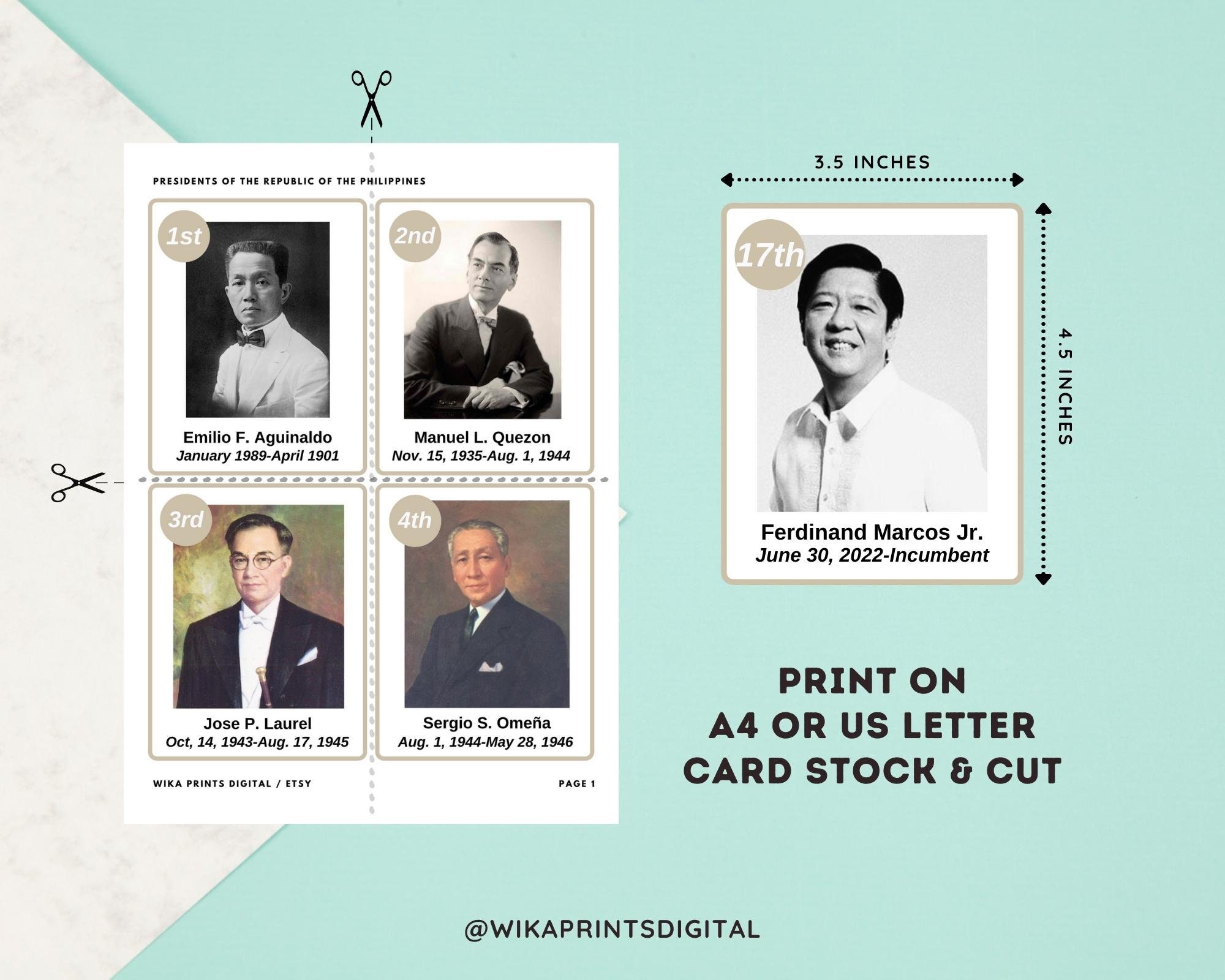 Republic of the Philippines Presidents (17 Cards) Flashcards - Filipino ...