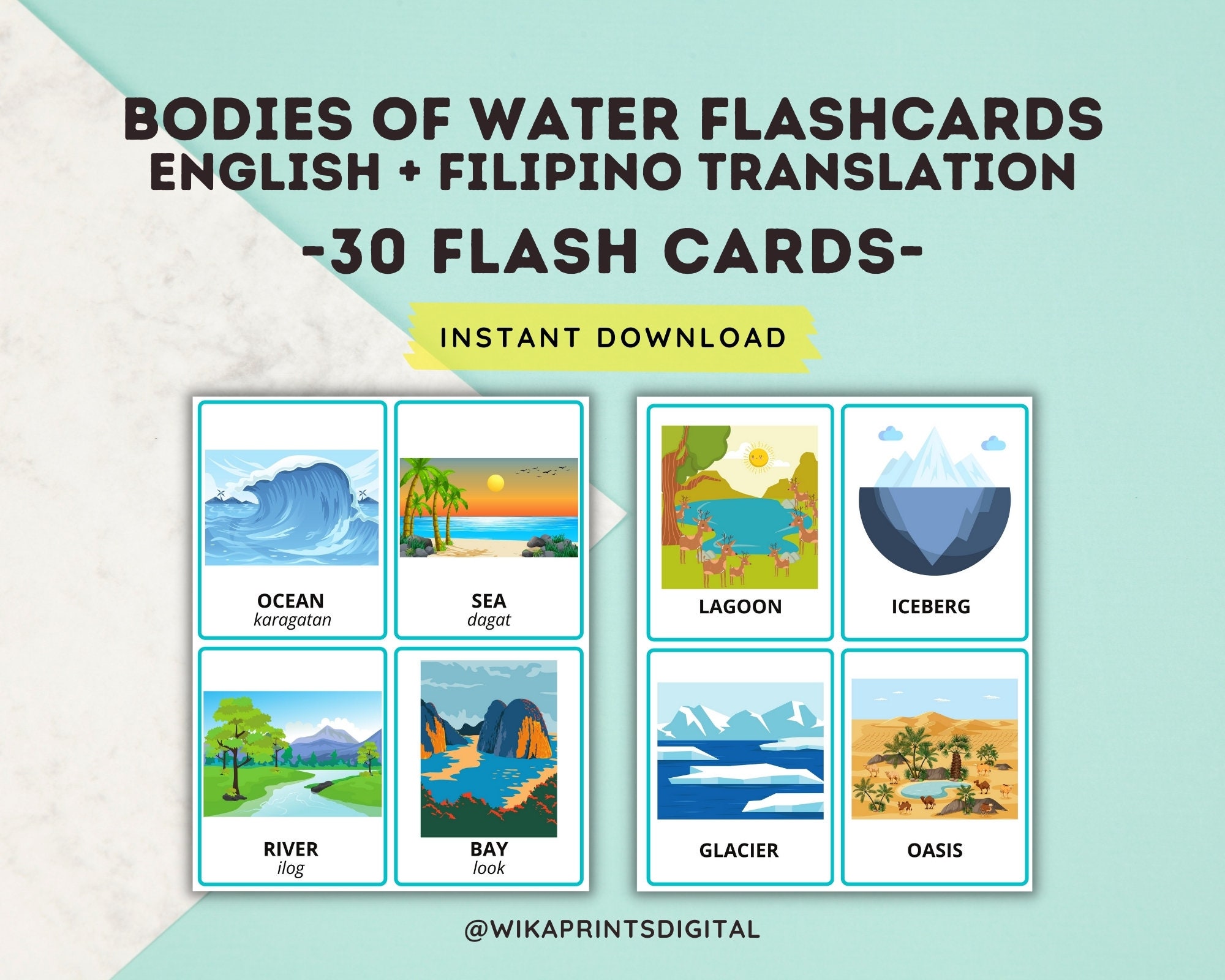 Bodies of Water (30) Flashcards - Tagalog Flashcards With English ...