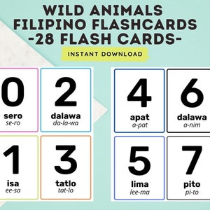 Numbers in Filipino (21 Cards) Flashcards- Tagalog Flashcards With ...