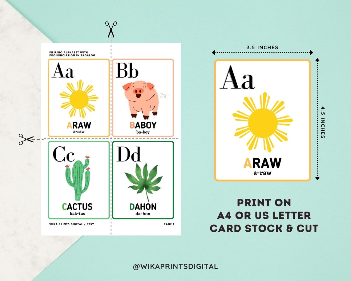 Filipino Alphabet (28 Cards) Flashcards - Tagalog ABC Flashcards ...