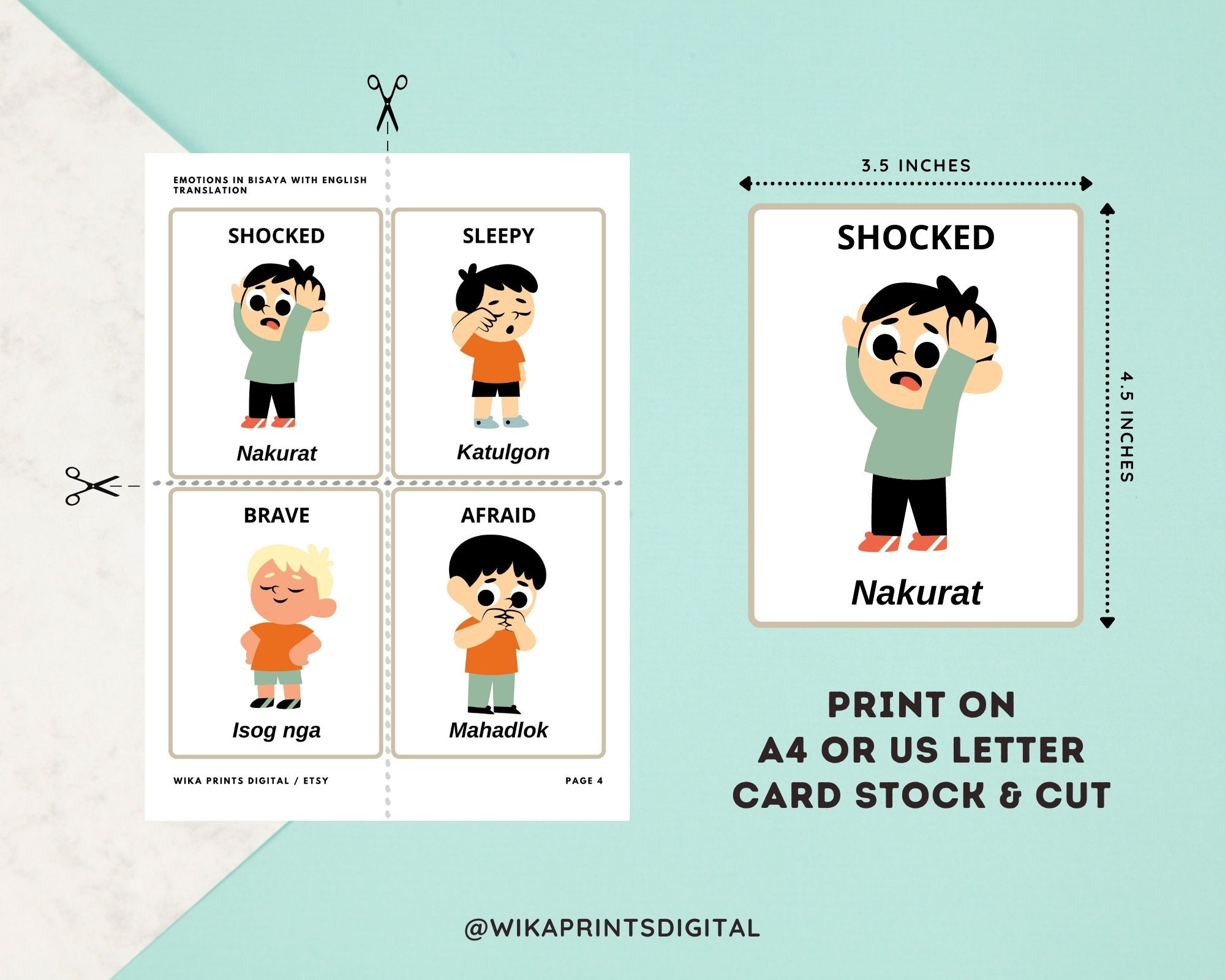 Emotions in Bisaya Flashcards (24 Cards) With English Translation ...