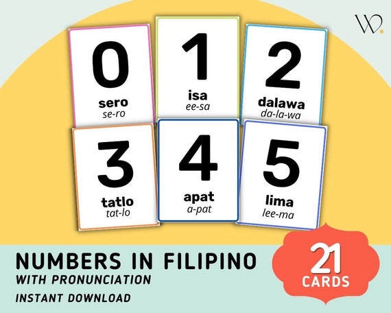 Numbers in Filipino 21 Cards Flashcards Tagalog Flashcards - Etsy