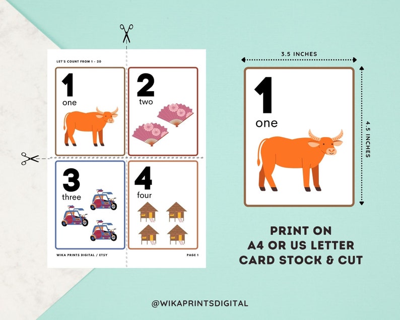 Numbers (20 Cards) Flashcards - Tagalog Numbers Flashcards With English ...