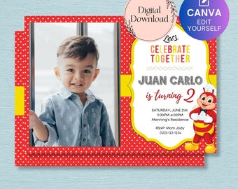 Editable Jollibee Jolli Race Birthday Invitation | Personalized ...