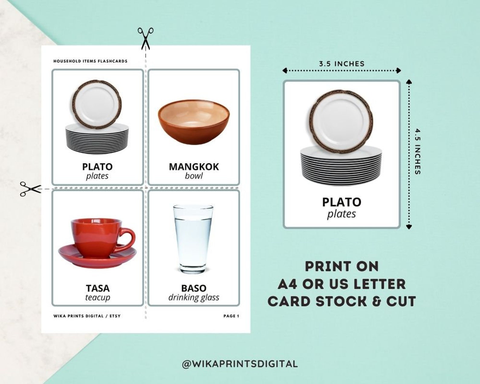 Household Items (80 Cards) Flashcards - With Tagalog Translation ...