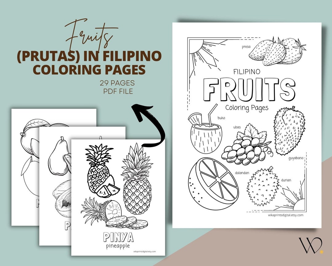 Fruits Coloring Pages (29 Pages) in Tagalog | Filipino Coloring Pages ...