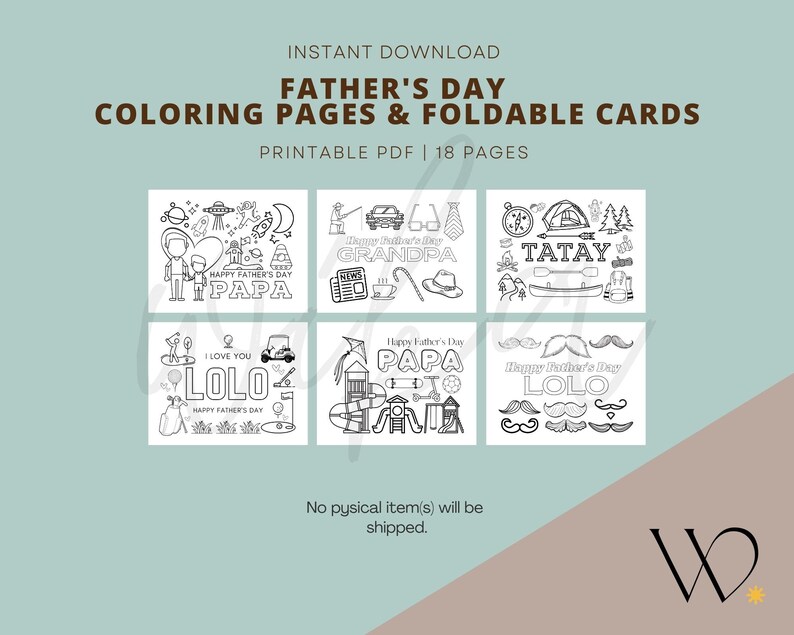 Father's Day Coloring Cards Printable | 18 Printable PDF | Filipino ...