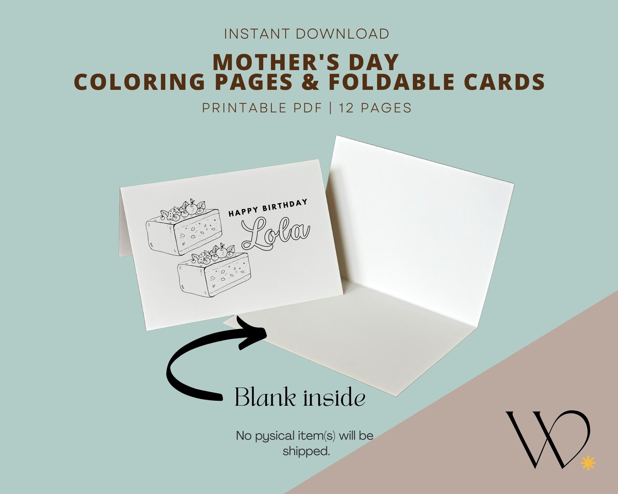 Happy Birthday Coloring Cards Printable 30 Printable PDF - Etsy