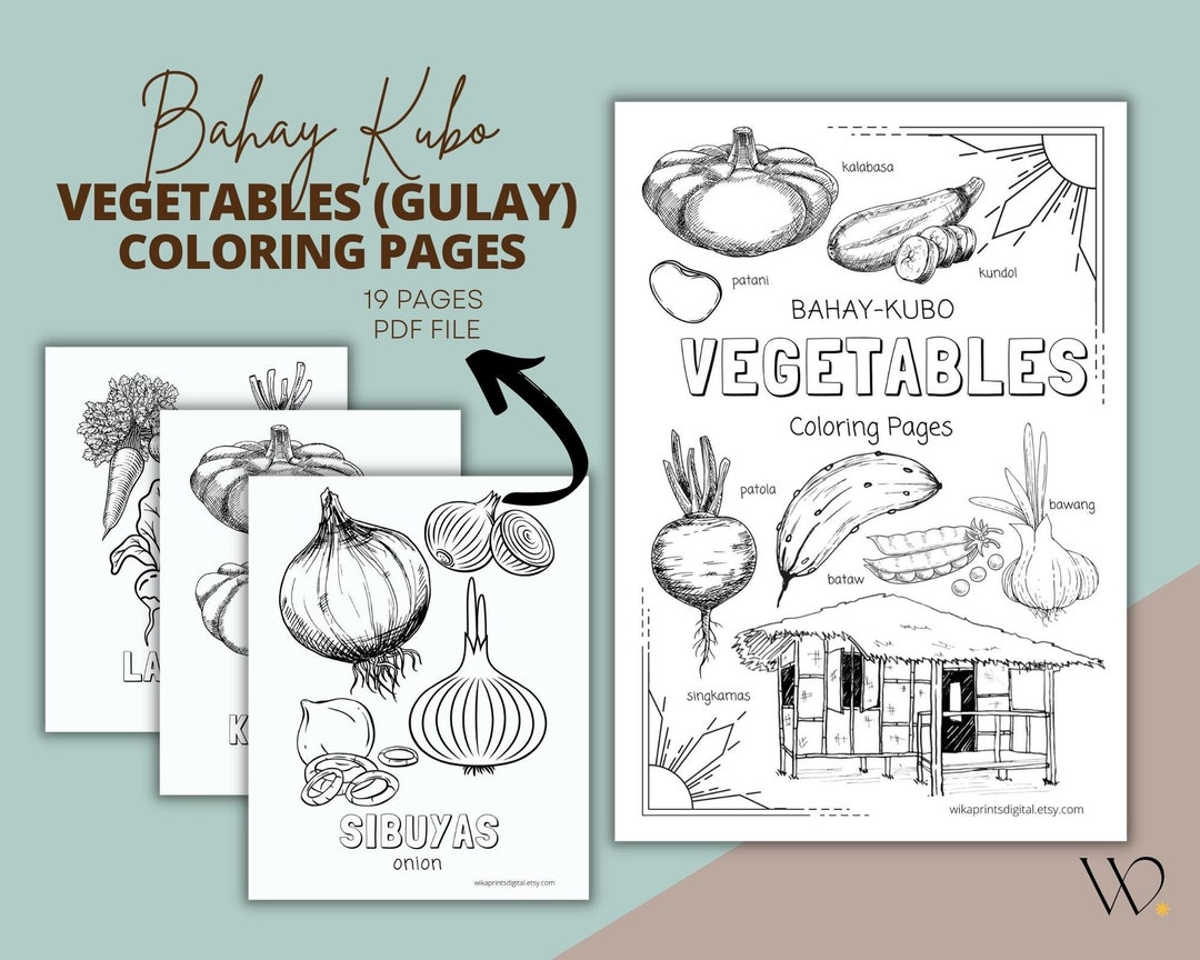 Vegetables Coloring Pages Bahay-kubo 19 Pages Printable PDF Filipino ...