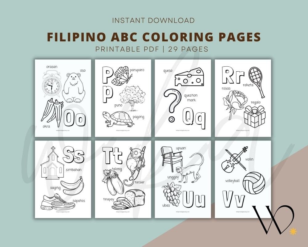 Filipino ABC Coloring Pages 29 Printable PDF Filipino ABC Coloring Book ...