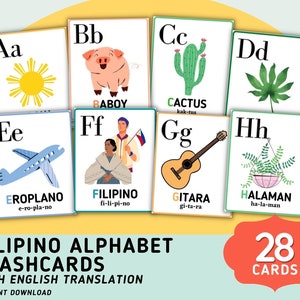 Filipino Alphabet 28 Cards Flashcards Tagalog Pronunciation, Digital ...