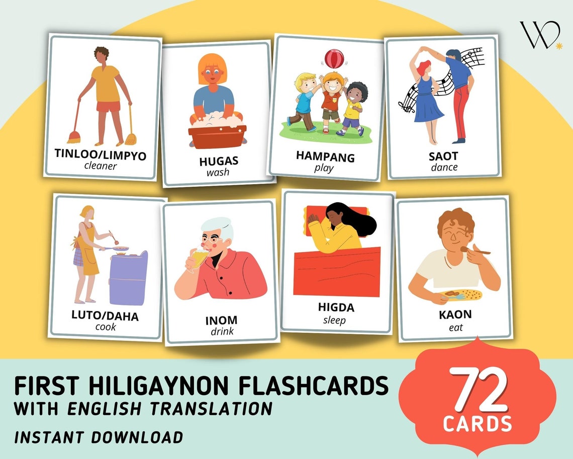 First Hiligaynon Words Flashcards (72 Cards) With English Translation ...