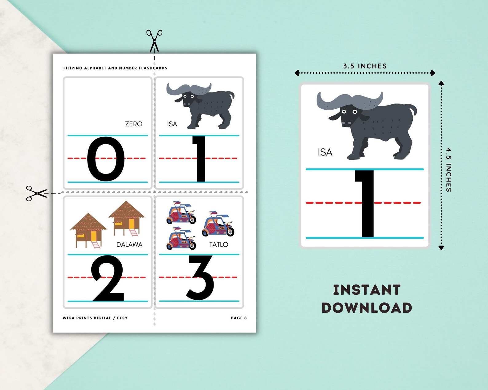 Filipino Alphabet With Numbers Flashcards - Tagalog Alphabet Flashcards ...