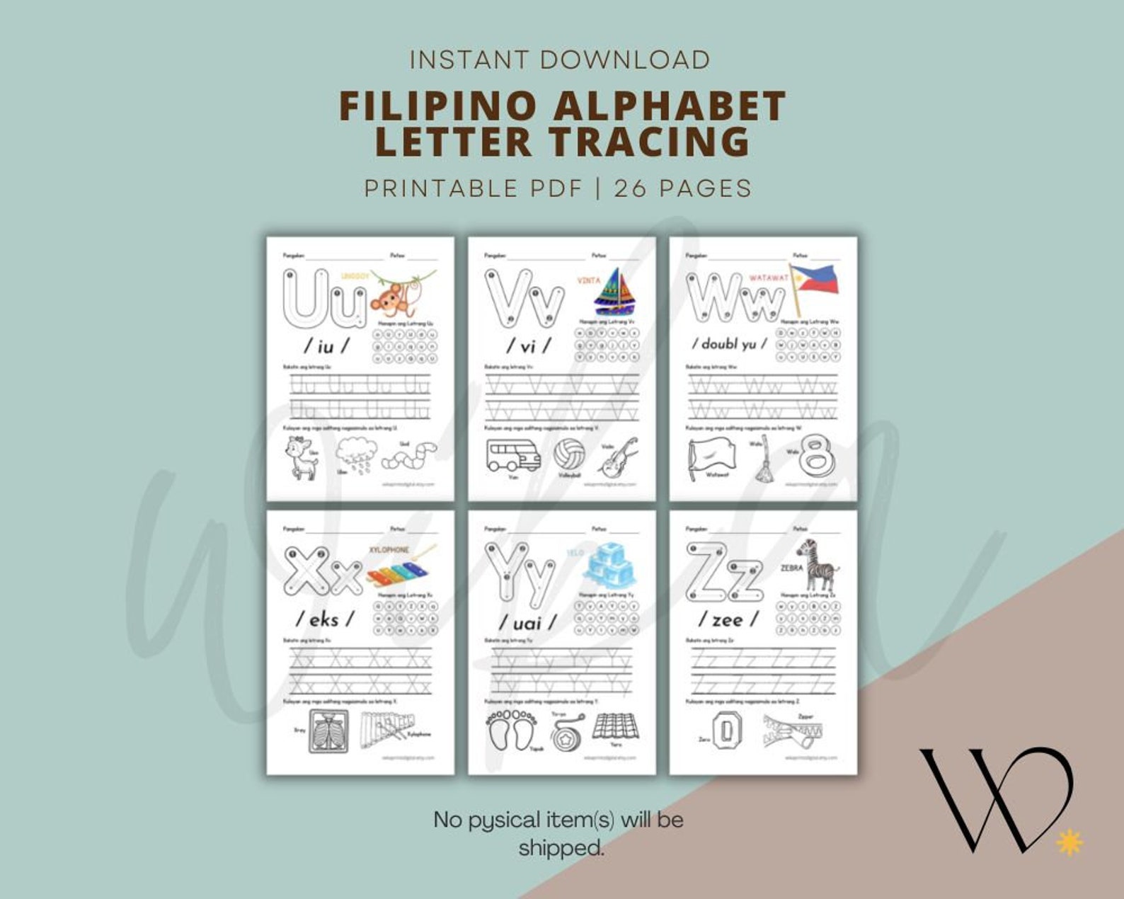 Filipino Alphabet Letter Tracing (26 Pages) Filipino Worksheet for ...