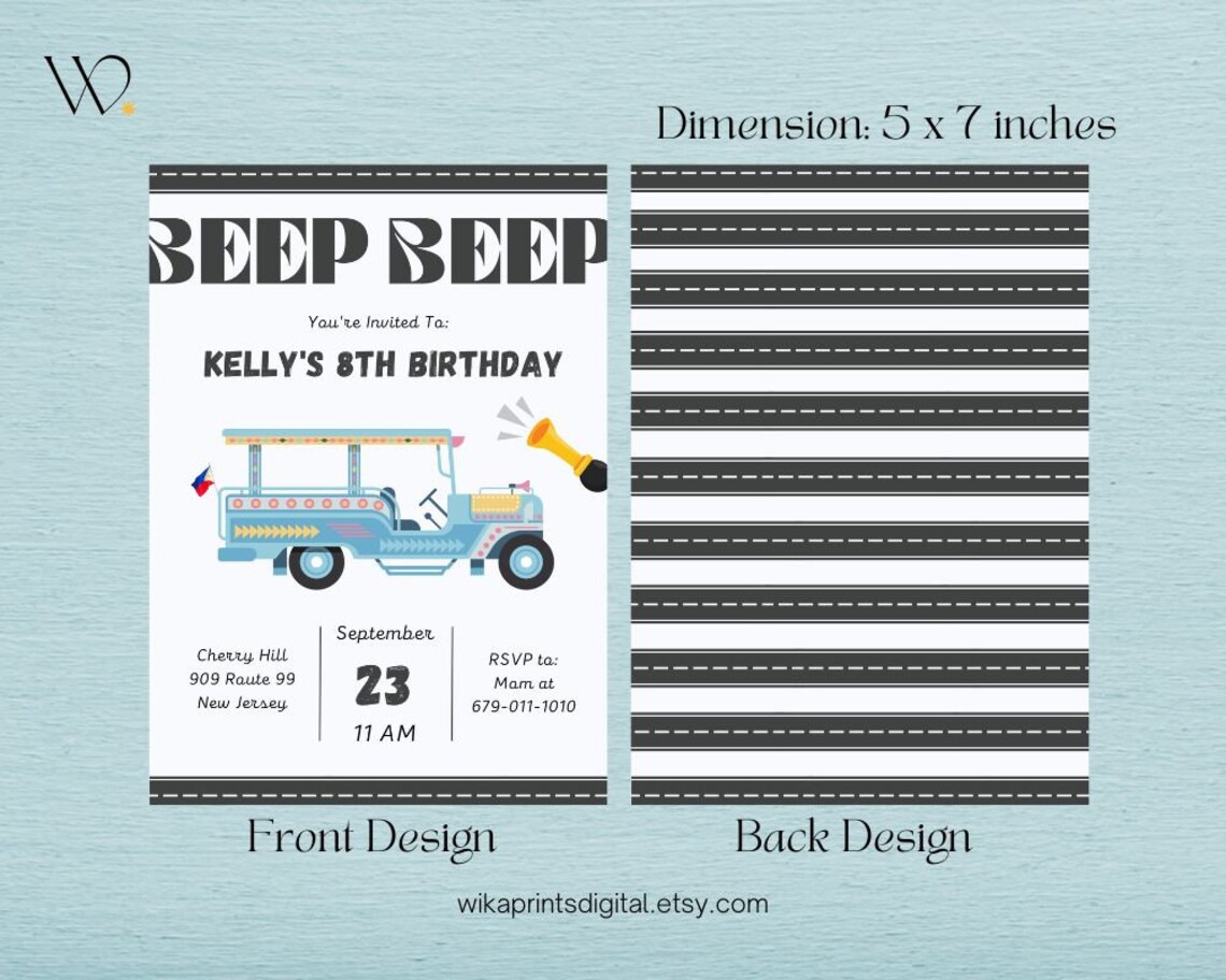 Jeepney Birthday Invitation Personalized Filipino Theme Party ...
