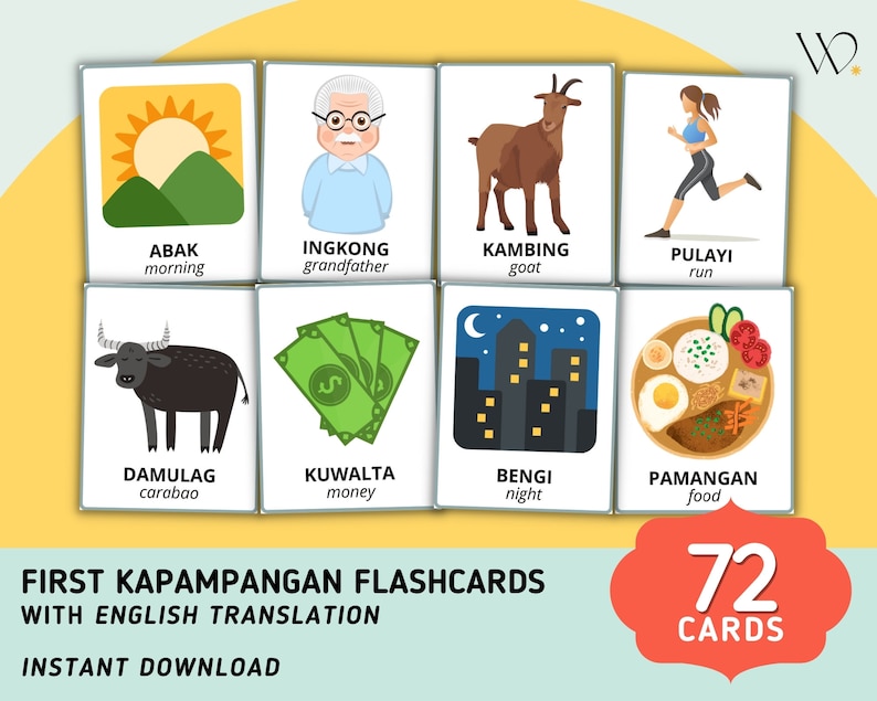First Kapampangan Words Flashcards (72 Cards) W/ English Translation ...