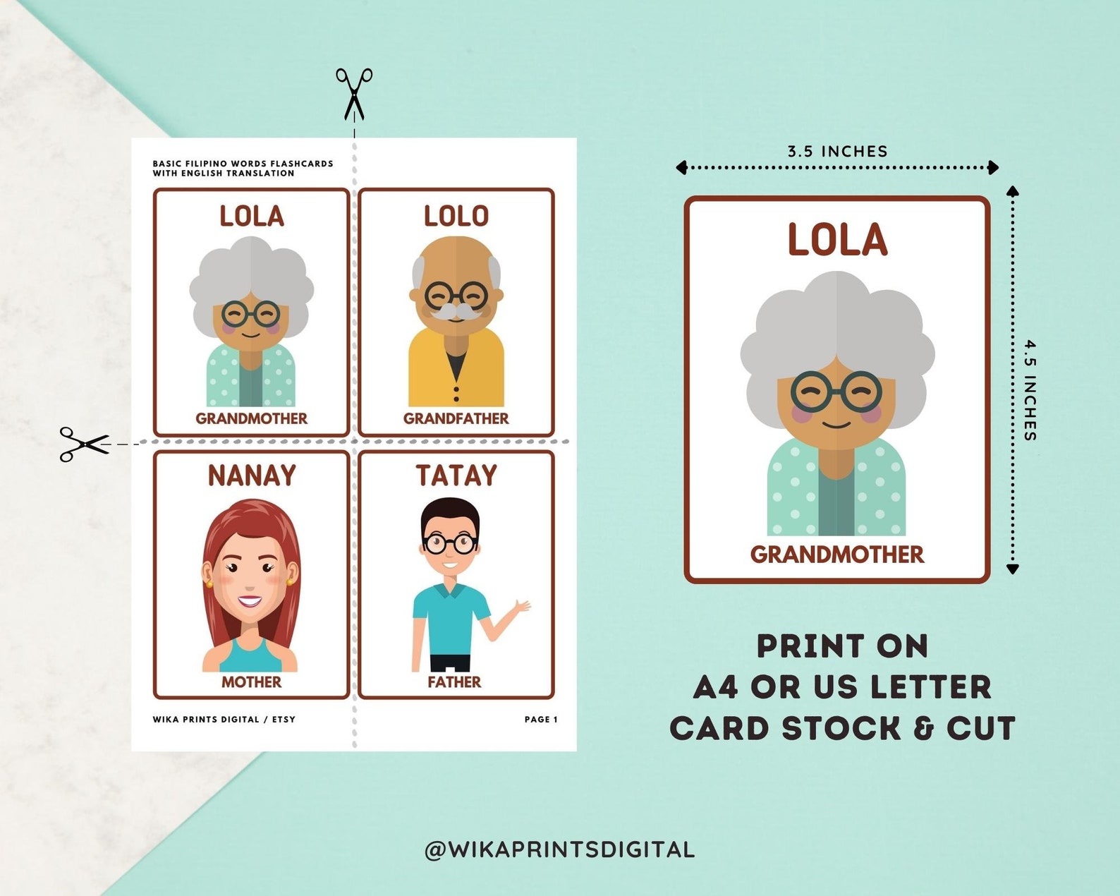 Basic Filipino Words (64 Cards) Flashcards - Tagalog Flashcards With ...