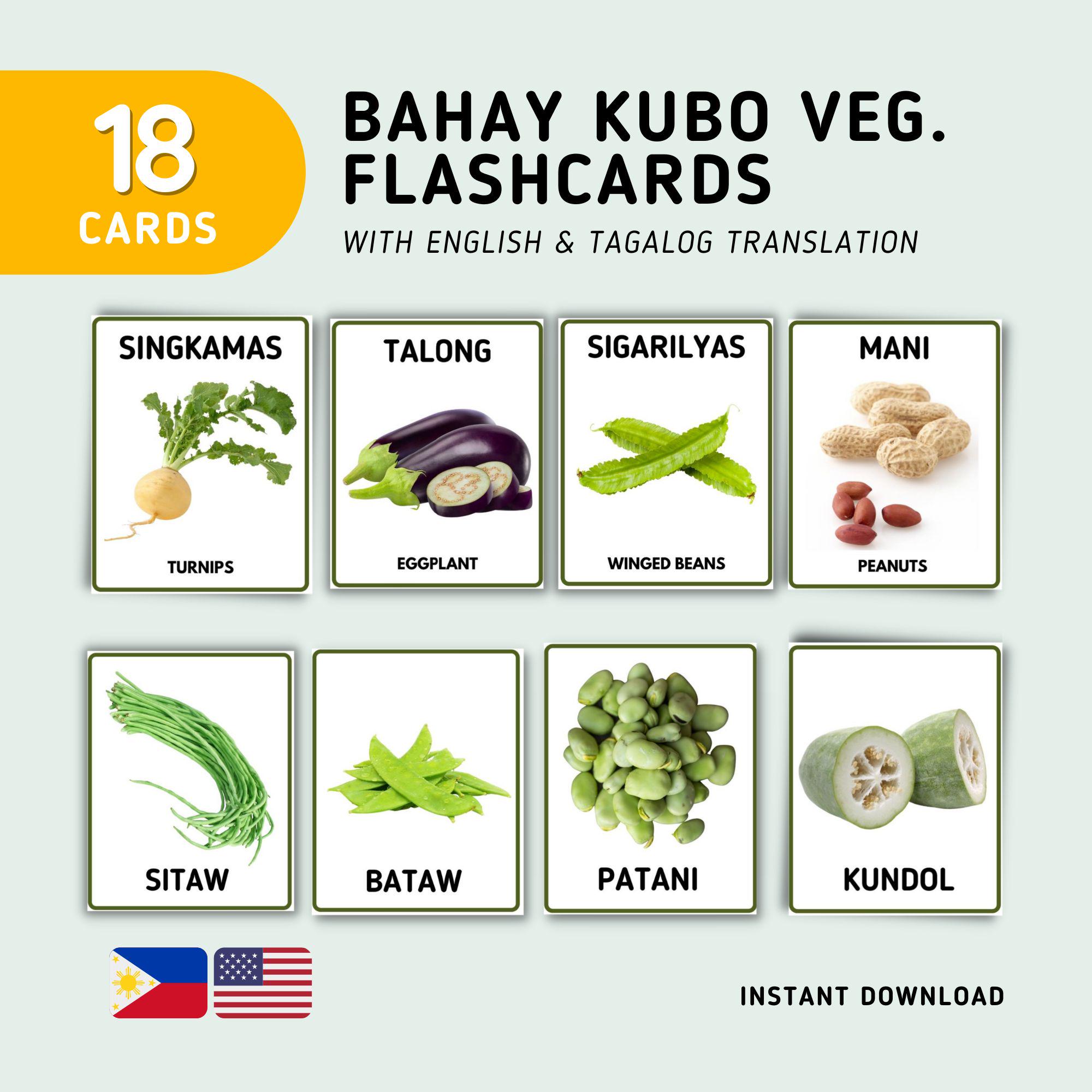 Bahay Kubo Vegetables (18 Cards) Flashcards - Tagalog Flashcards With ... Bahay Kubo Vegetables (18 Cards) Flashcards - Tagalog Flashcards With ...