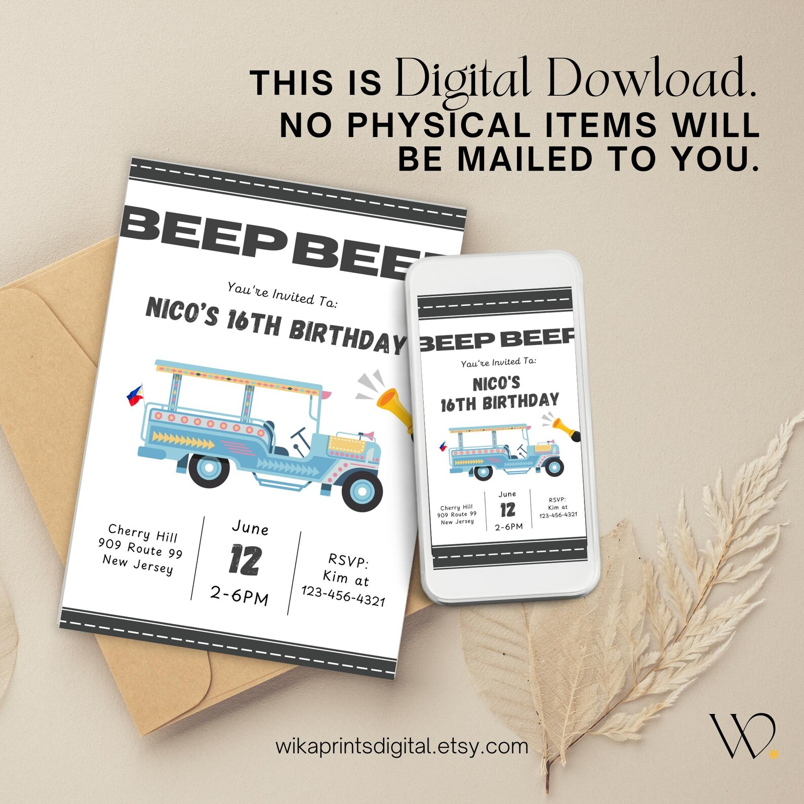 Editable Filipino Jeepney Birthday Invitation | Filipino Theme Party ...