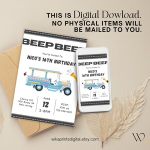 Editable Filipino Jeepney Birthday Invitation | Filipino Theme Party ...